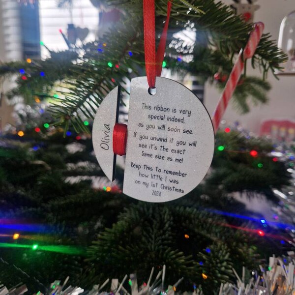 Personalised Height Memory Bauble - Keepsake Gift - Ribbon Measurement ...