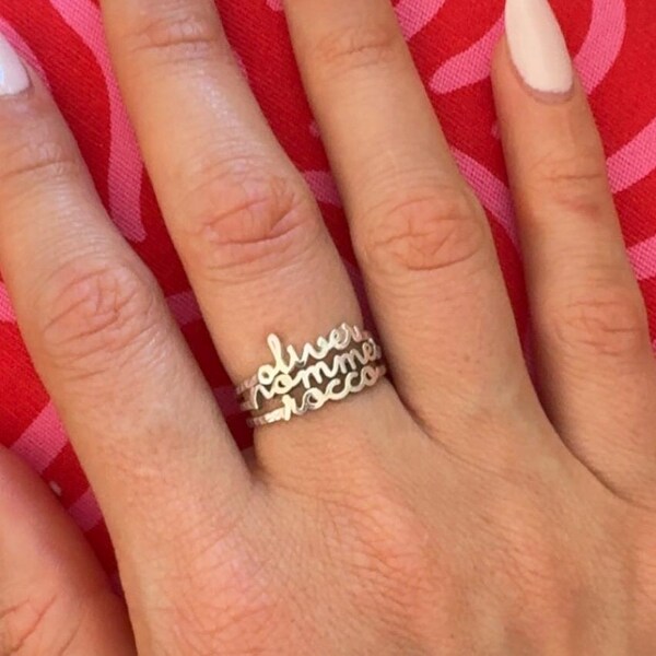 Custom Stacking Name Ring by Gracepersonalized - Dainty Name Ring - Stackable Rings -graduation ...