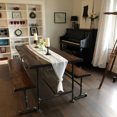 Reclaimed Wood and Pipe Table. Industrial Table. Black Iron Pipe Table ...