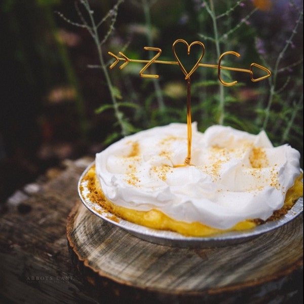 Rustic Pie Topper - Wire Pie Topper - Arrow & Initials Pie Topper ...