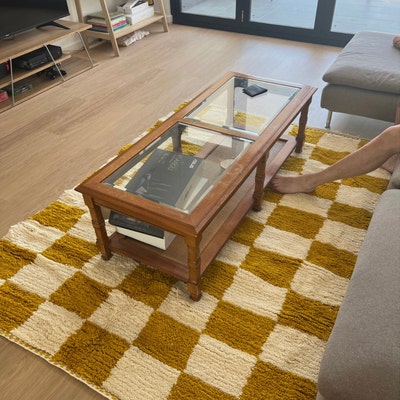 Brown and White Checkered Rug, Moroccan Berber Checkered Rug, Checkered ...