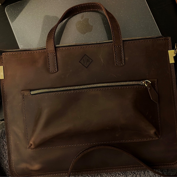 Womens Leather Bag for Laptop, Small Leather Laptop Bag for 13,14,15,16 ...