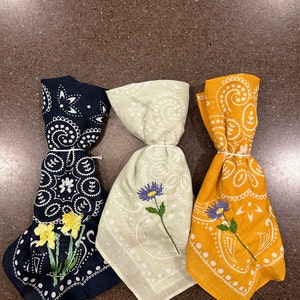 Monogrammed Bandana hand Embroidered Group Gift Multiple - Etsy