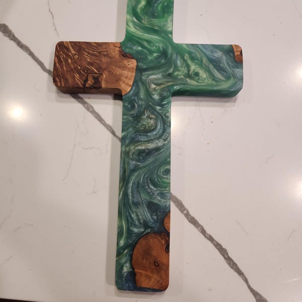 Custom Made Resin&olive Wood Wall Cross,wooden Crucifix,epoxy and Olive ...