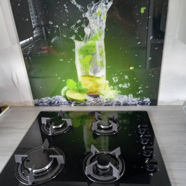 Kitchen Glass Splashback Toughened Tile Cooker Panel Any Size Lime ...