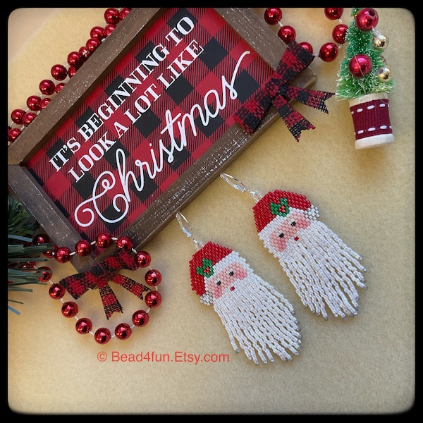 Santa Earrings Pattern Christmas Brick Stitch Earrings Dangle Pattern ...