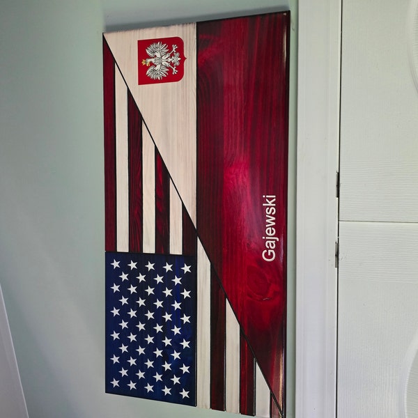 Custom Rustic American Dual Flags, Split Rustic Flags, Diagonal Cut ...