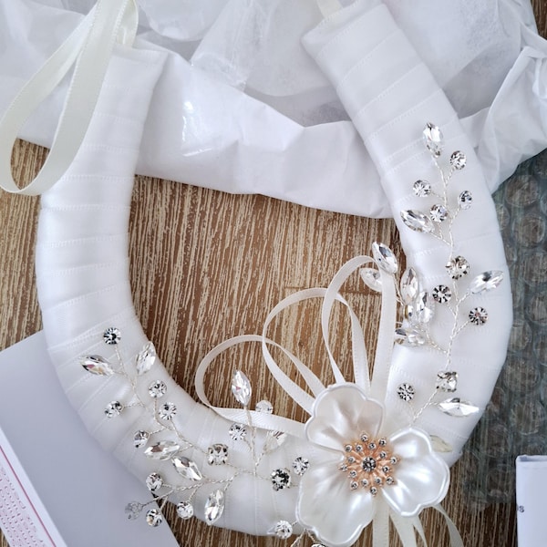 Wedding Horseshoe for the Bride ,satin Bridal Horseshoe, White Satin ...