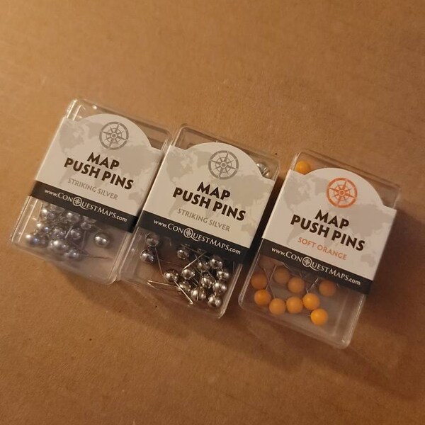 Map Push Pins: Striking Silver - Metallic Finish - Etsy