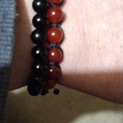 Tiger Tooth Necklace Men's Natural Red Tiger Eye Beads Necklace Onyx ...