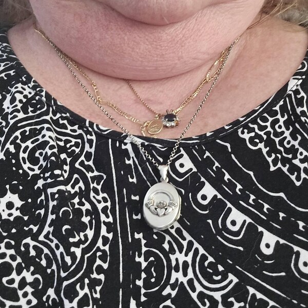 Claddagh Locket Necklace, Sterling Silver Claddagh Locket, Irish ...