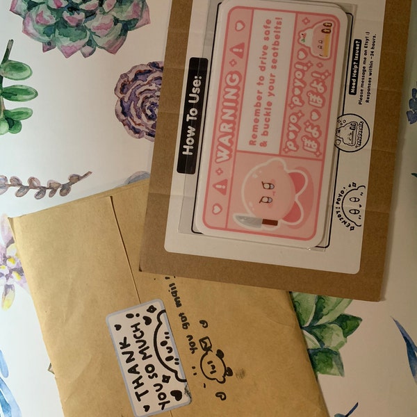Cute Car Warning Sticker | Car Decal, Pink Kawaii, Airbag Label ...