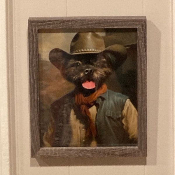 Custom Cowboy Pet Portrait, Western Dog Portrait, Cowboy Pet Gift, Dog ...