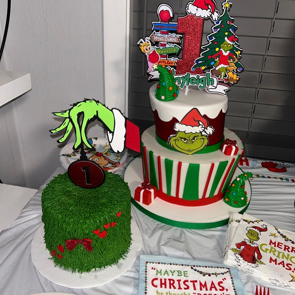 Grinch Christmas Cake Topper - Etsy