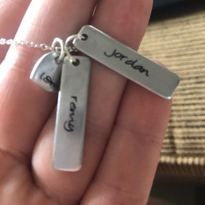 Hand Stamped Jewelry // Necklace With Kids Names and Parents Initials ...