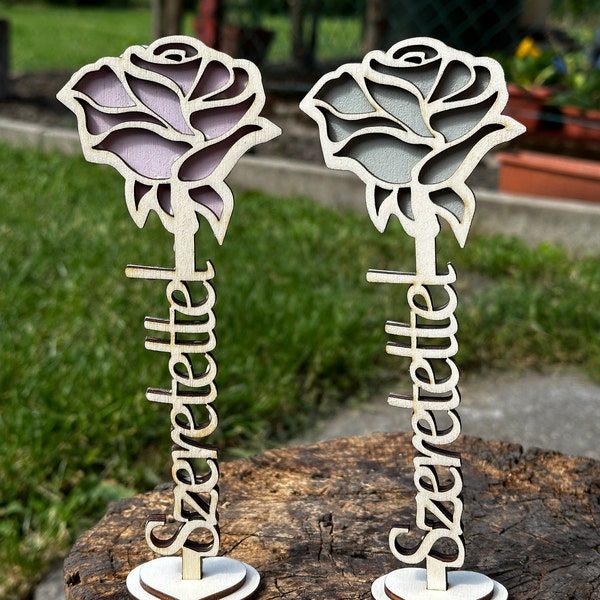 Premium Free Standing Rose SVG Laser Cutting Files - Personalizable 3D ...