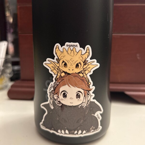 Fourth Wing Tairn Andarna Violet Sticker | Chibi Cute Stacked Heads - Etsy