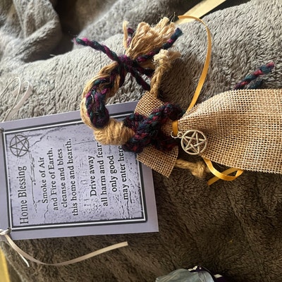 Home Protection Smudging Poppet Bells and Feather Charm - Etsy