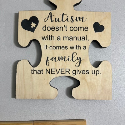 Autism Puzzle Piece Wooden Painted Sign Natural Stain Free - Etsy