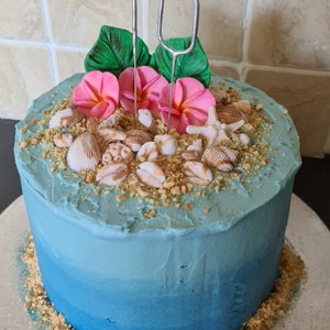 DIY Cake/Cupcake Set Edible Sugar Sea Shells Plumeria and | Etsy