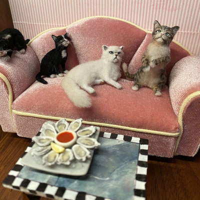 Miniature Sofa and Armchair 1:48, Doll Sofa and Armchair, Pink ...
