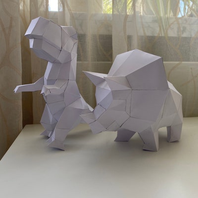 5 Baby Dinosaurs Paper Model in 1 Pack,papercraft ,rex,triceratops ...