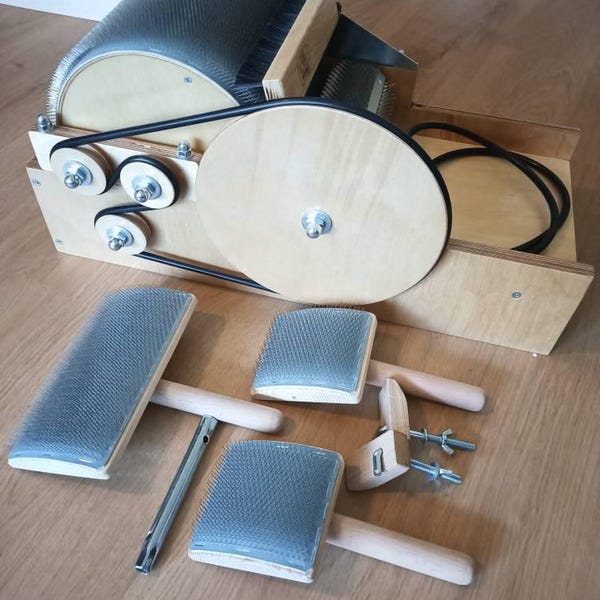 Wool Drum Carding Machine: Fiber Picker With Hand Carder Brushes - Etsy