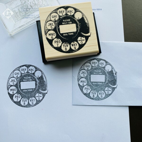 Rotary Phone Dial Grunge RUBBER STAMP, Rotary Phone Stamp, Telephone ...