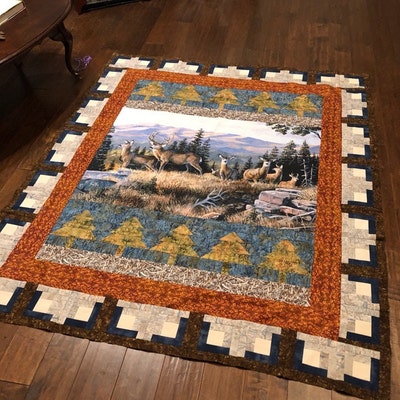 Pine Valley Deer Quilt Pattern, 5438-1, Digital Pattern, Panel Lap ...