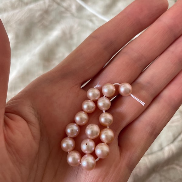 11-12mm A-AA Large Round Freshwater Pearls off Round Potato Pearl Ivory ...