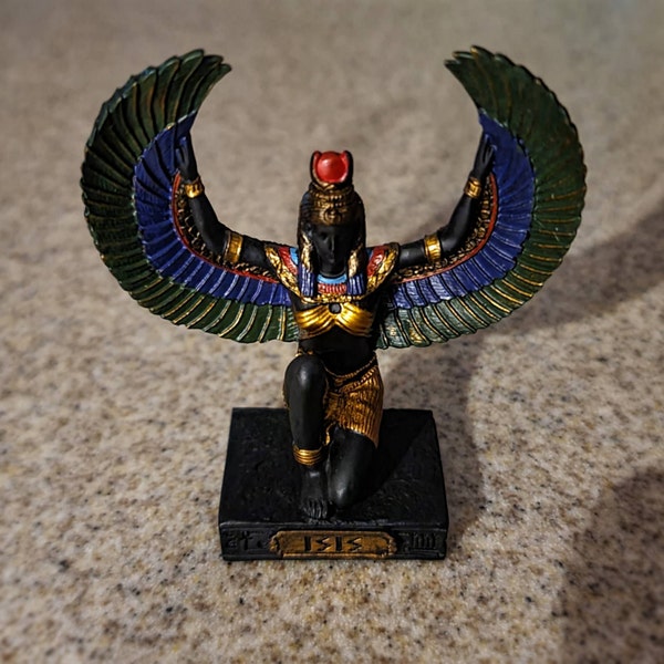 Vintage Isis Mini Statue - Small Hand-painted Ancient Egyptian Goddess ...