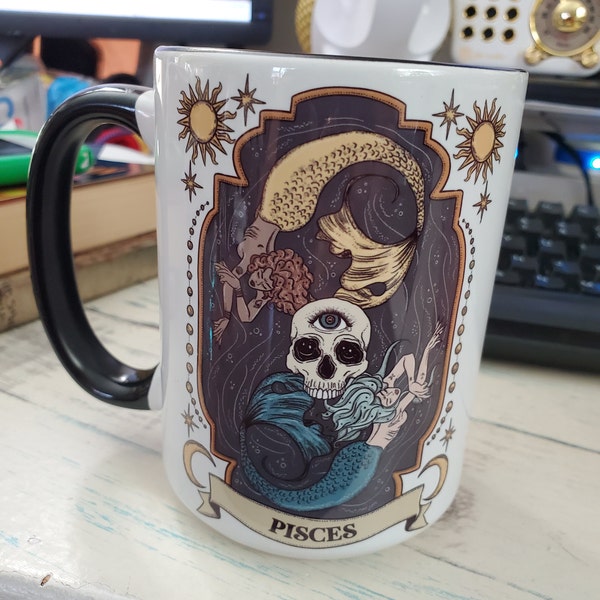 Pisces Zodiac Mug, Zodiac Coffee Mug, Pisces Mug, Witchy Pisces Mug ...