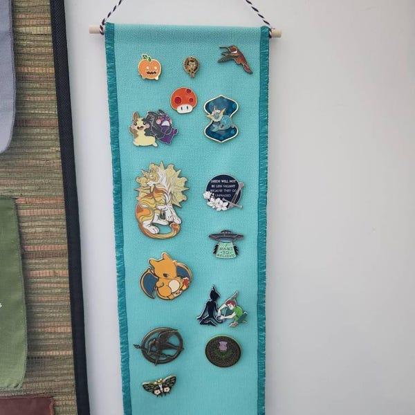 Felt Banner, Enamel Pin Display, Felt Wall Hanging, Fabric Pennant ...