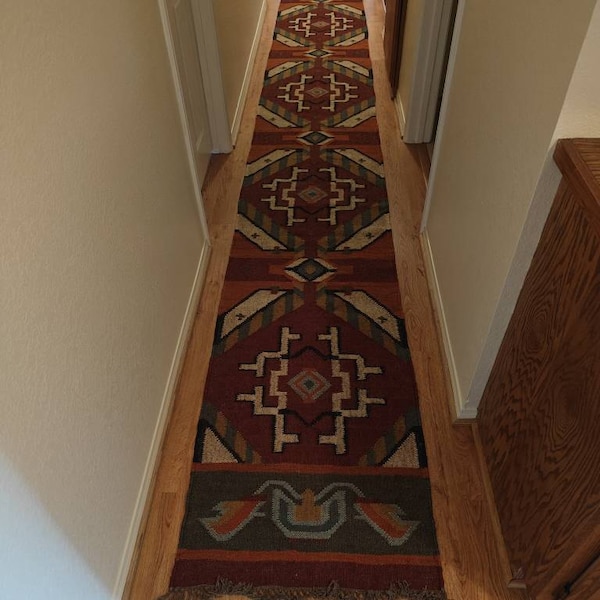 2x20 Feet Kilim Stair Runner - Hand Woven Vintage Aztec Motif Style ...