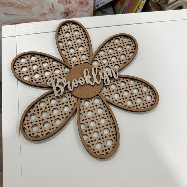 11” Rattan Daisy, Boho Daisy, Nursery Sign, Farmhouse Style ...