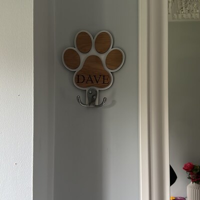 Personalised Dog Lead Hook Dog Lead Holder Dog Paw Print Lead Holder ...
