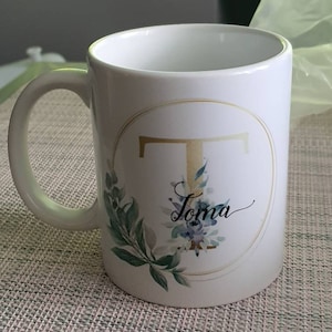 Personalised Mug, Golden Initial Name Cup Gift for Friends, Coffee Mug ...