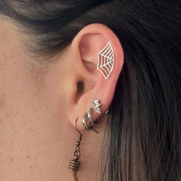 Spider Web Earring Gothic Jewelry • Cartilage Helix Piercing 20G 18G ...