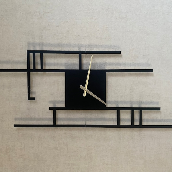 Modern Minimalist Wall Clock, Rectangle Silent Metal Wall Clock Art ...