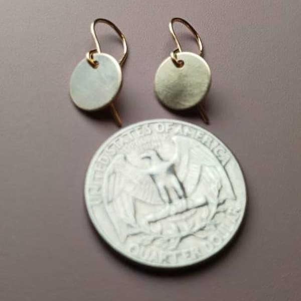 Gold Coin Earrings, Little Gold Earrings, Small Dainty Round Drops ...