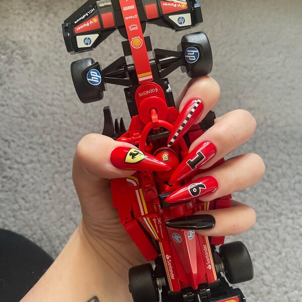 Ferrari F1 Formula One Inspired Press on Nails | Lewis Hamilton 44 ...