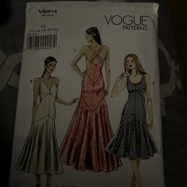 Uncut Vogue Sewing Pattern Evening Gown Sewing Pattern 8814 - Size 6-14 ...