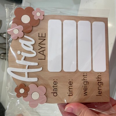 Baby Girl Birth Stat Sign Retro Name Sign Boho Inspired Name Sign Baby ...