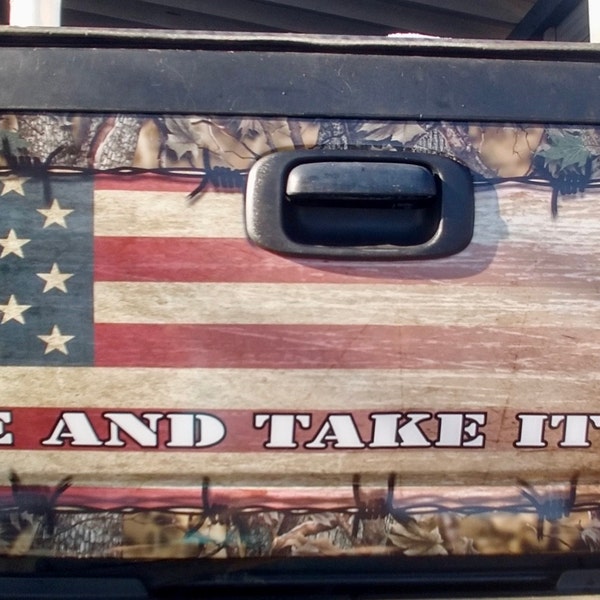 Wicked Wire 2nd Amendment Camo Flag Truck Tailgate Wrap Vinyl Graphic ...