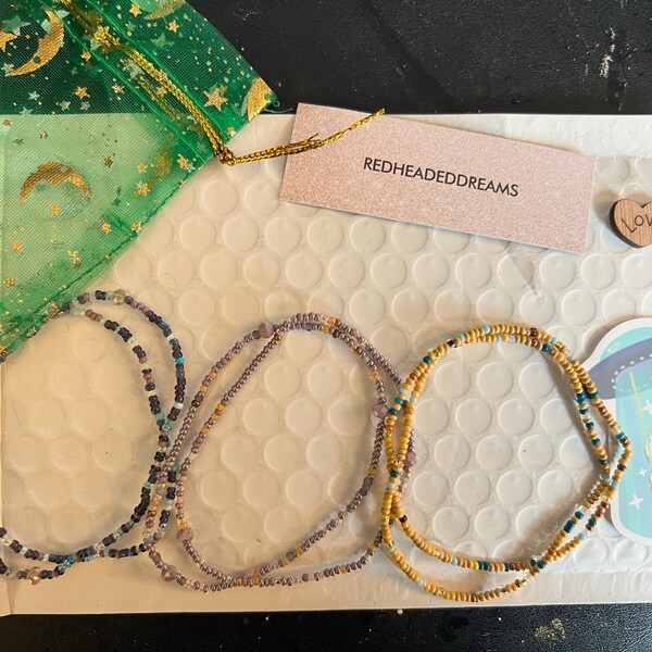 Single Strand Confetti Seed Bead Bracelet, Friendship Bracelet ...