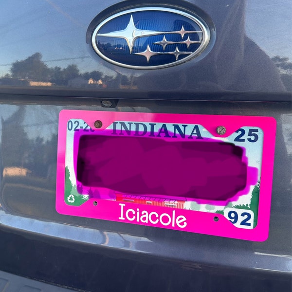 Personalised Name License Plate Frame, Pink Doll Themed Cute Car Decor ...