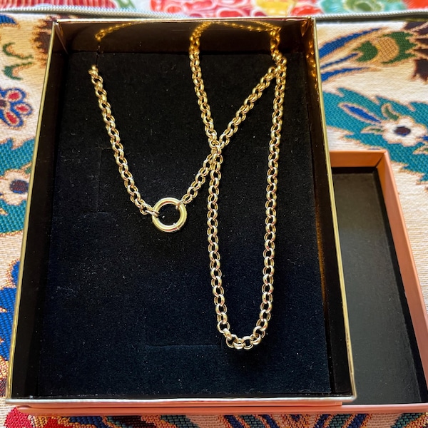 14K Gold Rolo Chain Sailor Claps, Spring Ring Claps Necklace, Rolo ...