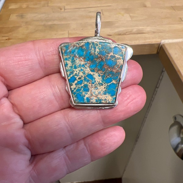 Blue Sea Sediment Jasper Pendant 925 Sterling Silver Pendant Sea ...
