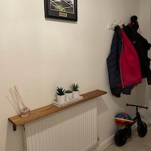 Rustic Solid Wood Radiator Shelf With Cast Iron Brackets - Etsy UK