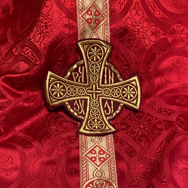 IC XC NIKA Pattern Christian Cross Patch, Liturgical Vestment Appliqué ...